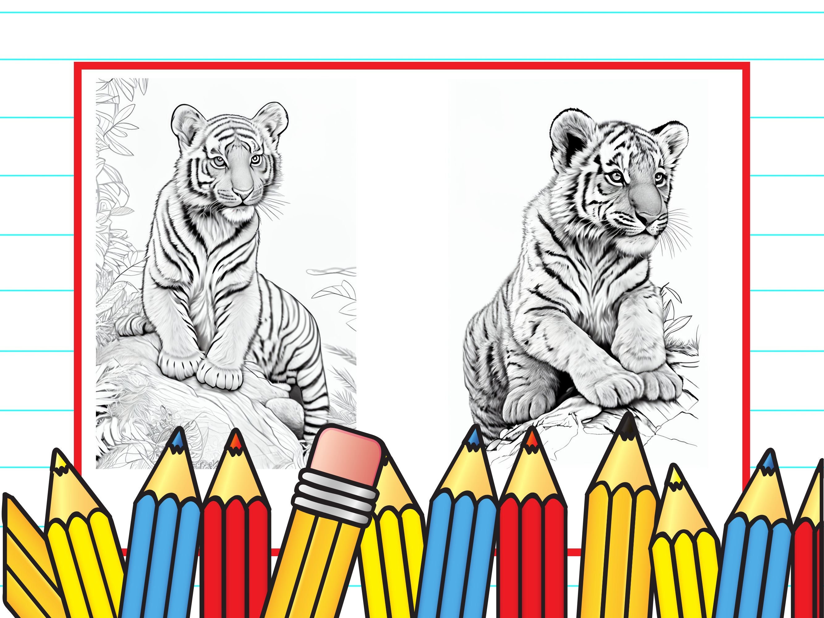 Lion and Tiger to Color, Animals Coloring Pages Animals Digital ...