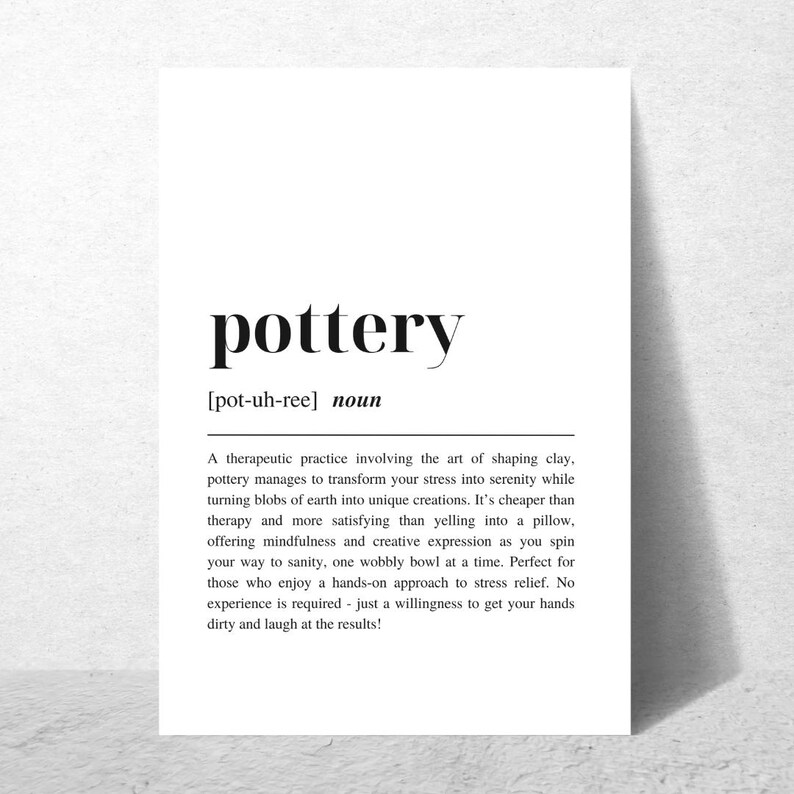 Pottery Definition Poster for Studio | Ceramist Wall Art Print ...