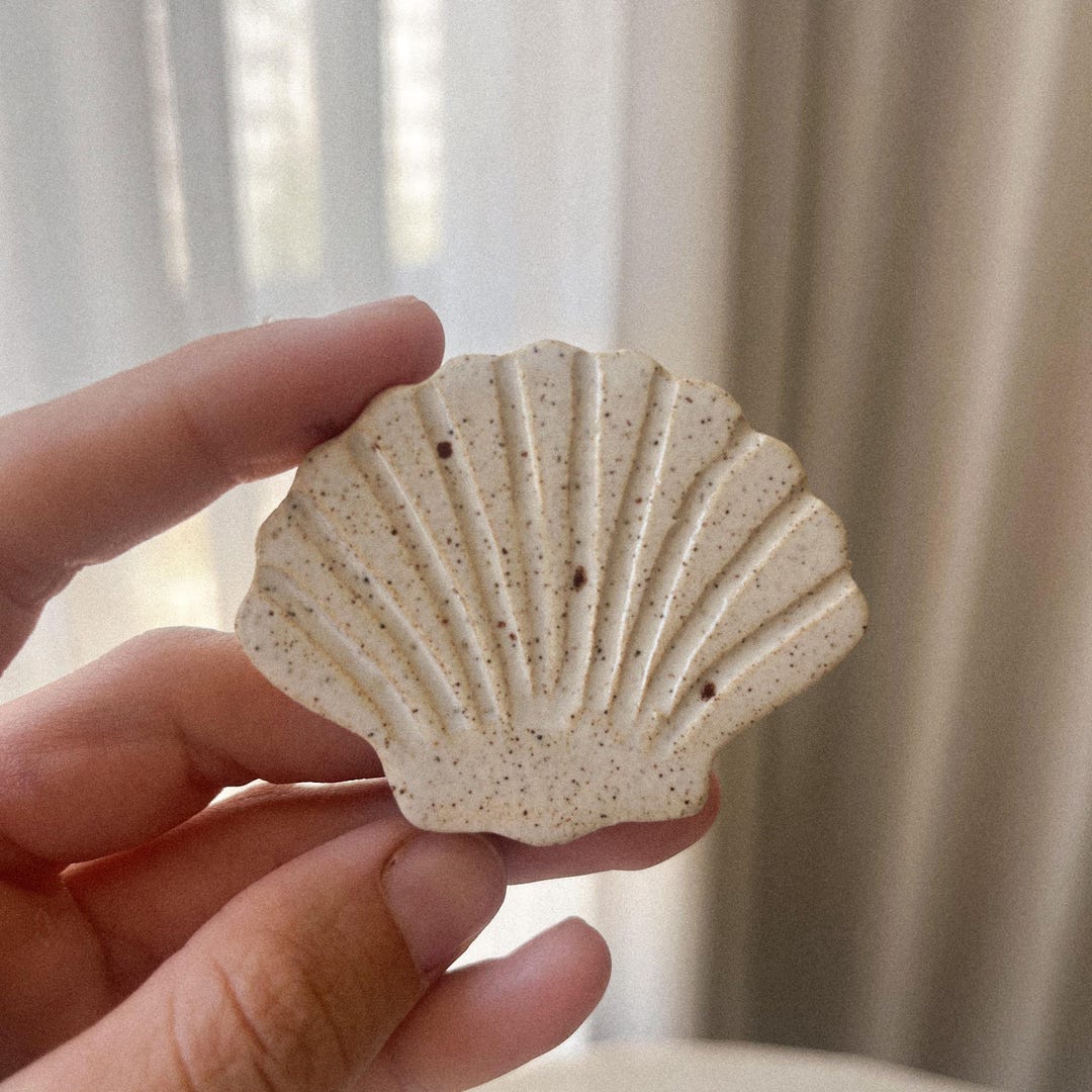 Small Ceramic Seashell Magnet, Handmade Ceramic Magnet for the Fridge ...