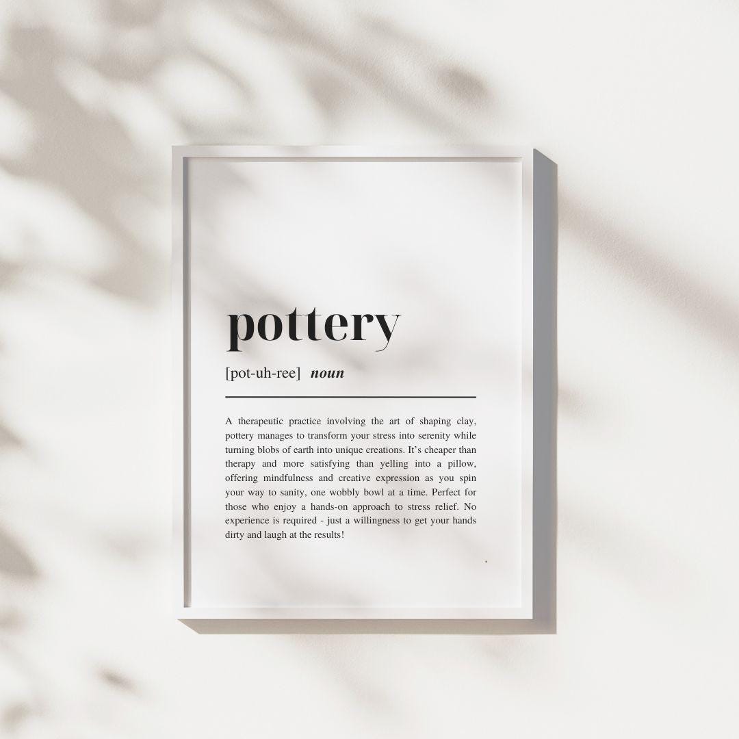 Pottery Definition Poster for Studio | Ceramist Wall Art Print ...
