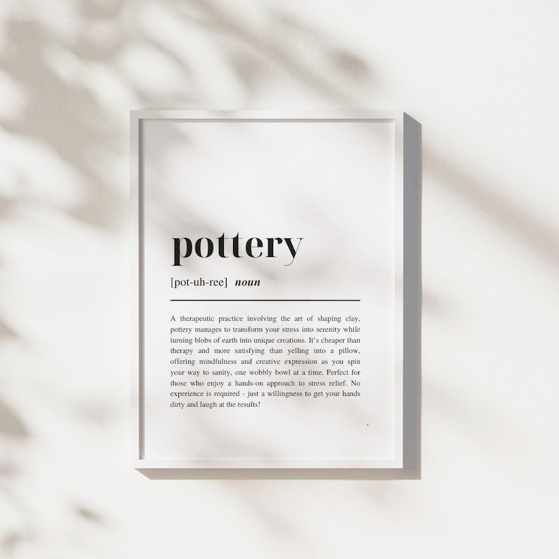 Pottery Definition Poster for Studio | Ceramist Wall Art Print ...