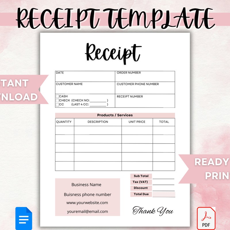 Receipt Template - Etsy