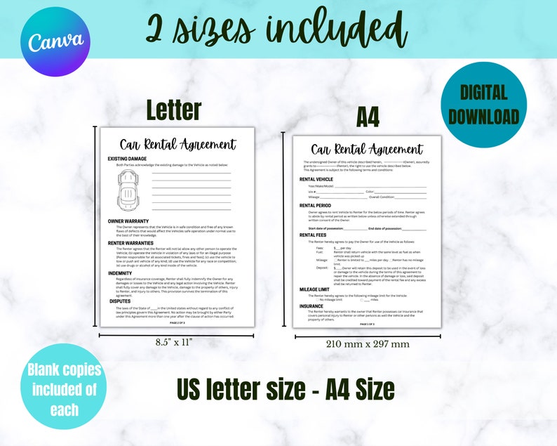 Car Rental Agreement Vehicle Lease Contract - Car Rental Contract ...