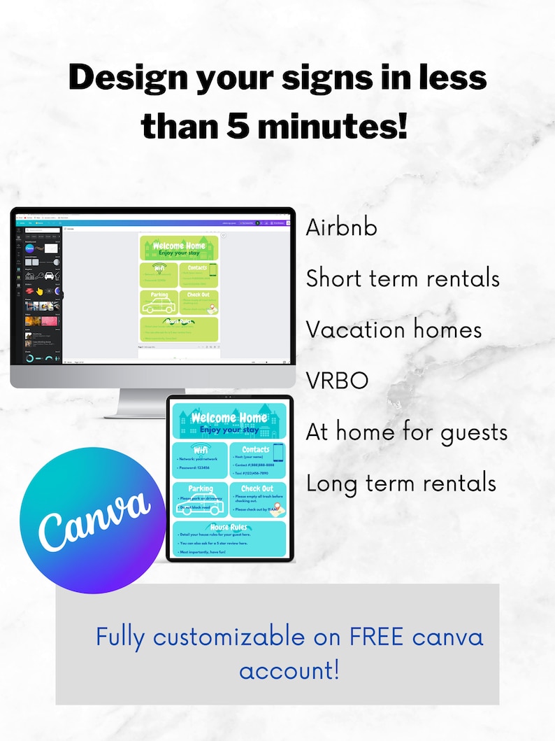 Airbnb Welcome Sign Guest Arrival Poster Template Vacation Rental ...