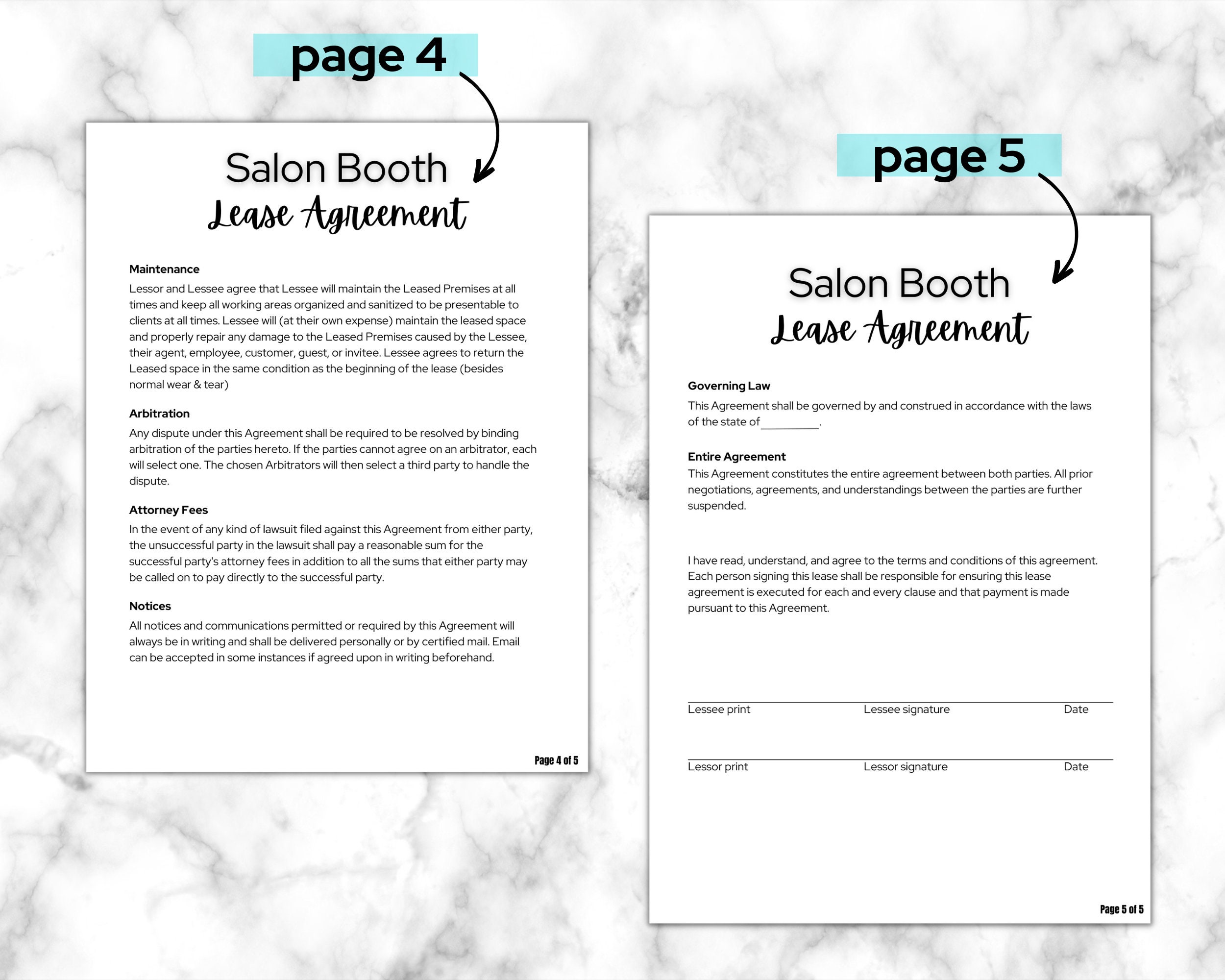 Salon Booth Rental Agreement Contract, Editable Booth Rental Agreement ...