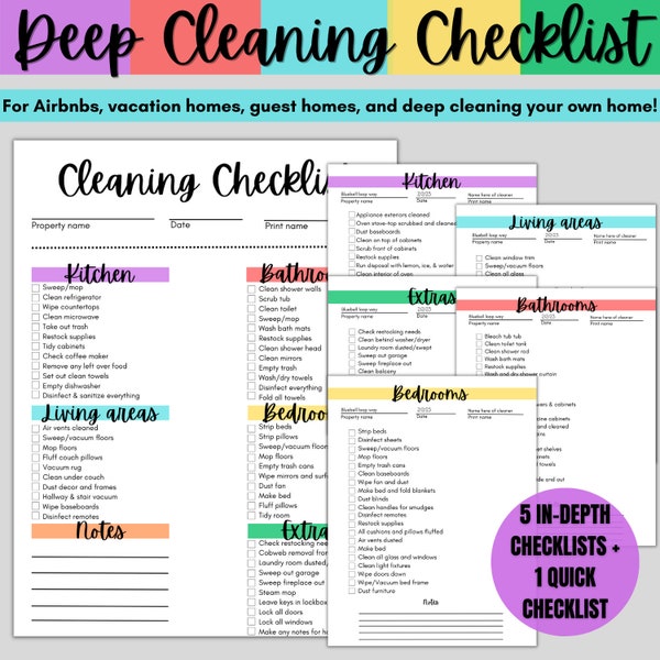 Deep Cleaning House Checklist - Etsy