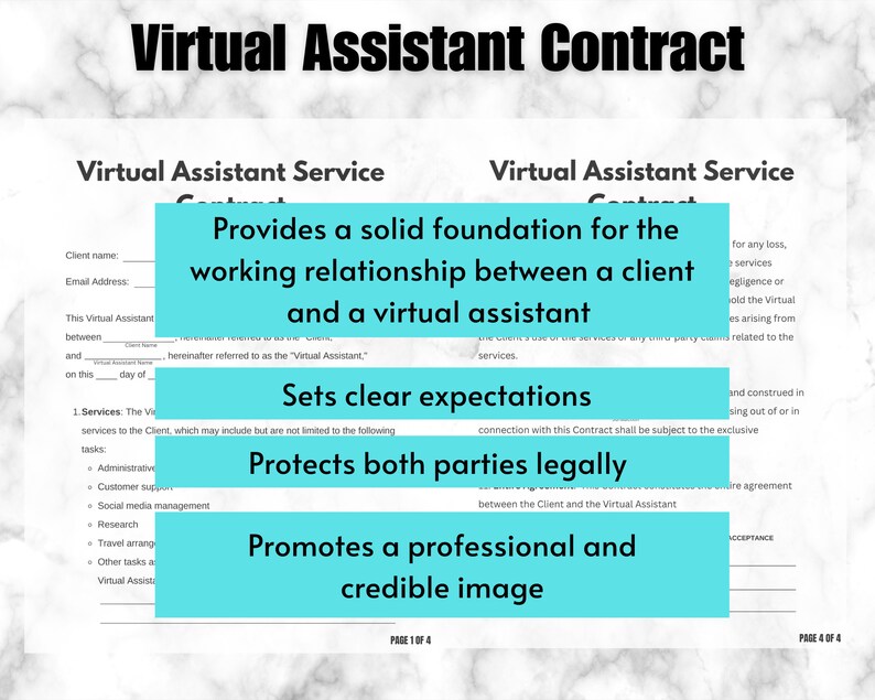 Virtual Assistant Contract Agreement, Client Agreement, Service ...