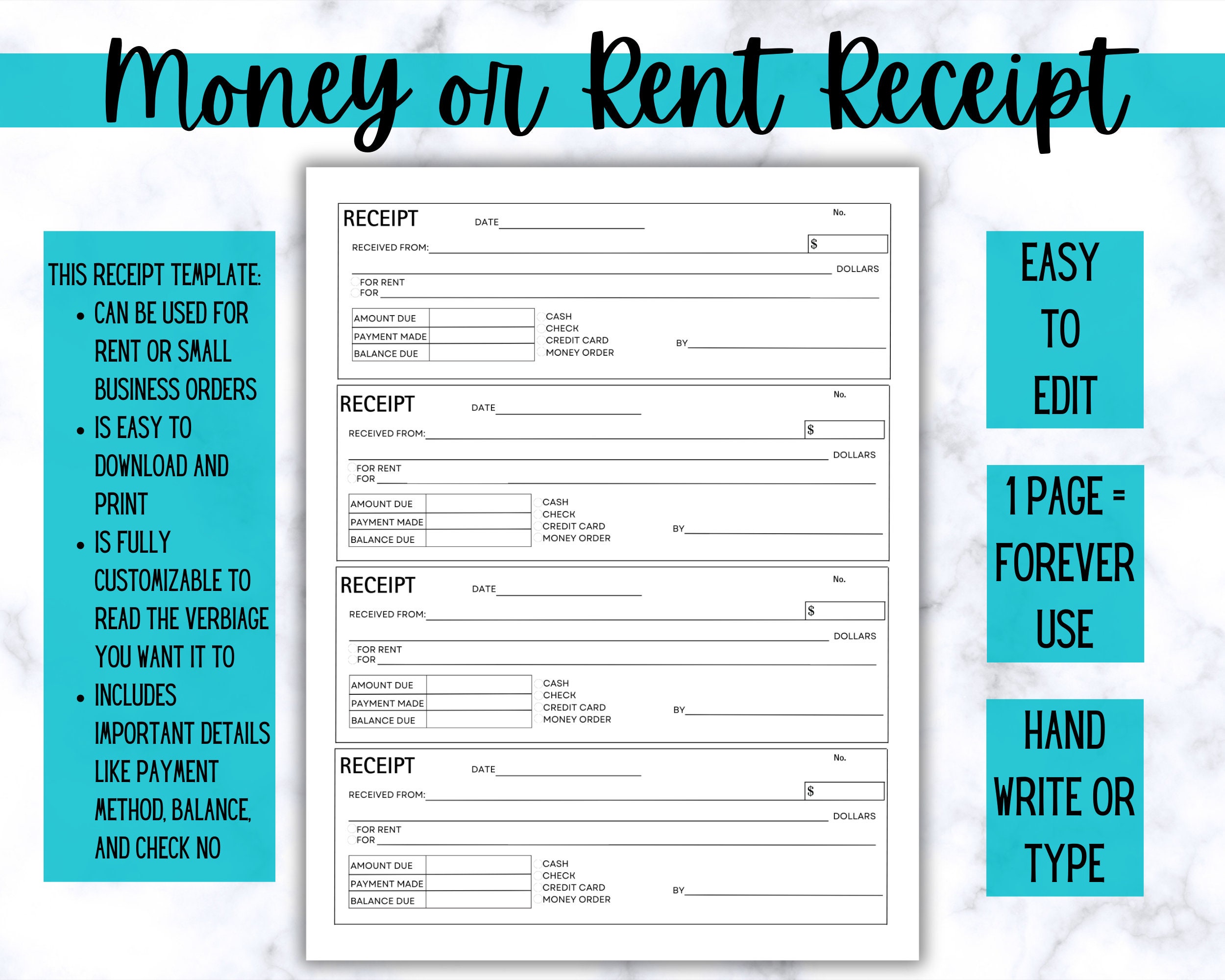Receipt Template Invoice Template Printable Receipt Money - Etsy UK