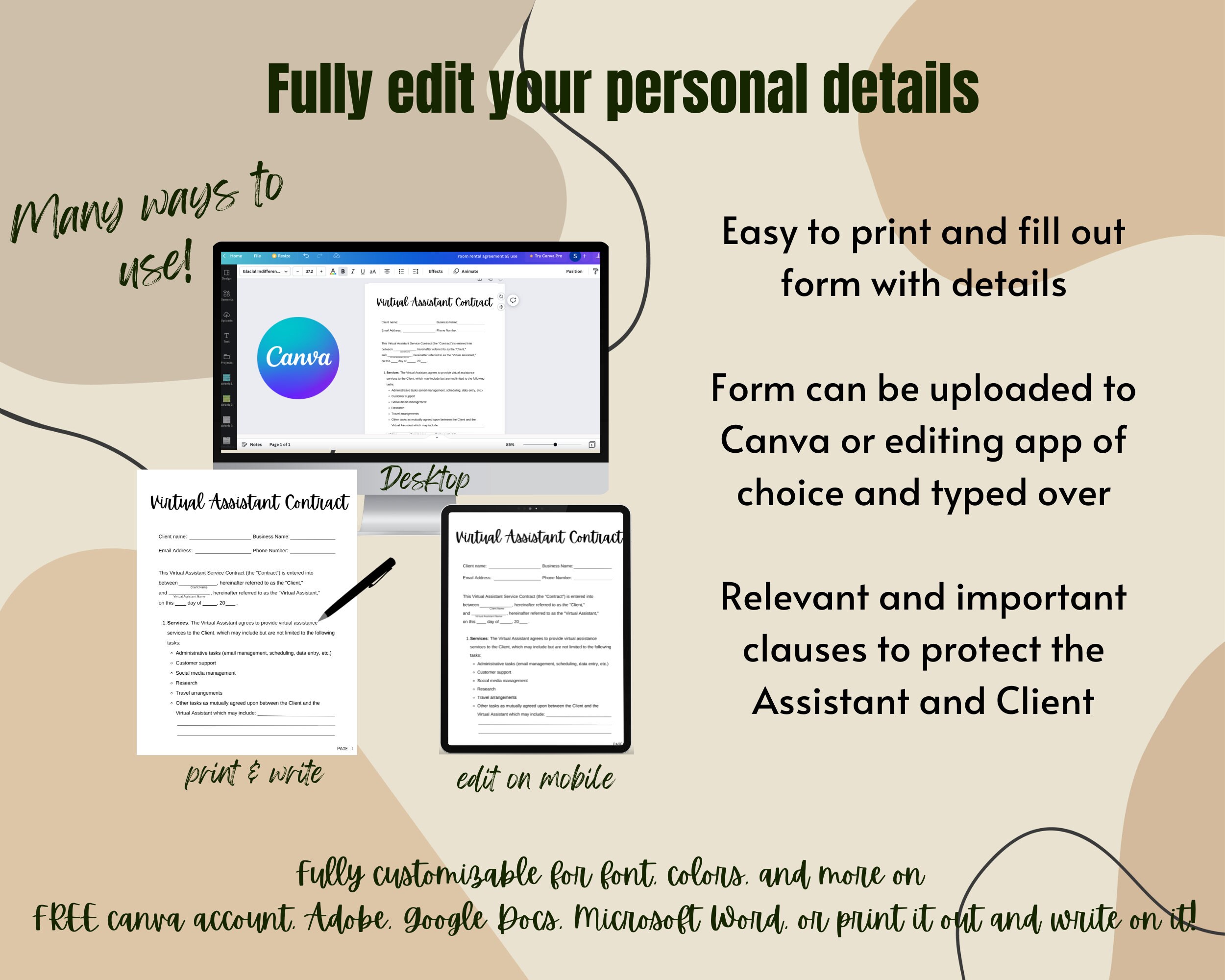 Virtual Assistant Agreement, Service Contract Template Virtual ...