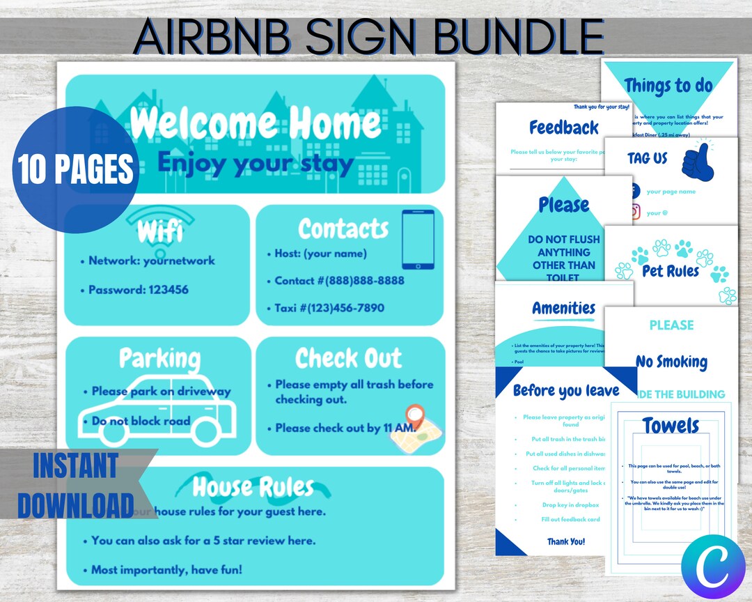 Vacation Rental Sign Bundle Templates for Hosts Arrival Sign for Guests ...