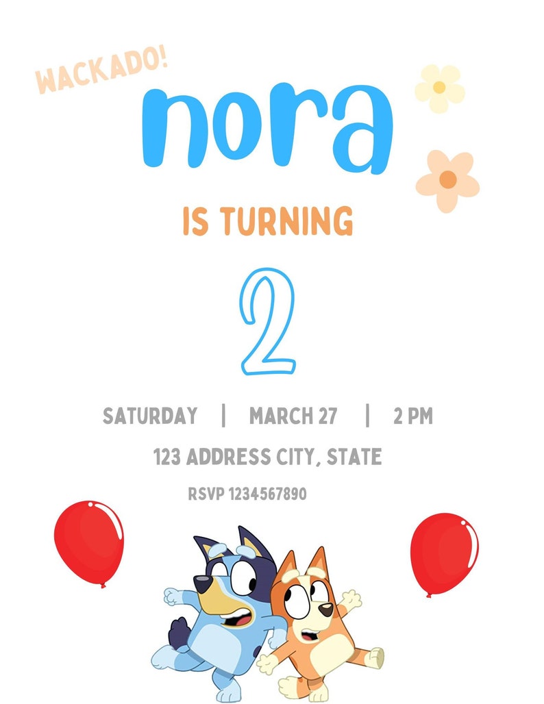 Bluey Themed Birthday Invite - Etsy
