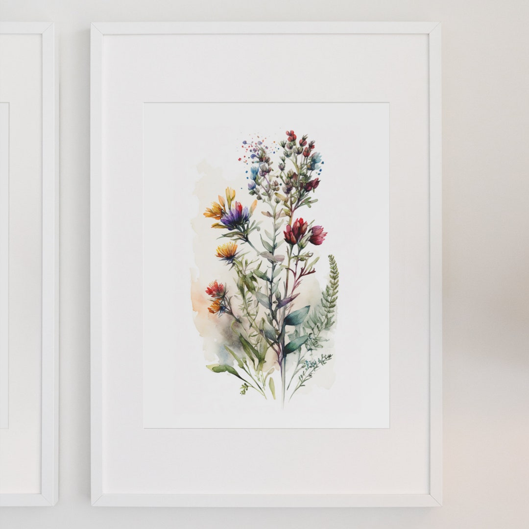 Printable Wall Art, Wildflower Watercolor Series, Watercolor Wall Art ...