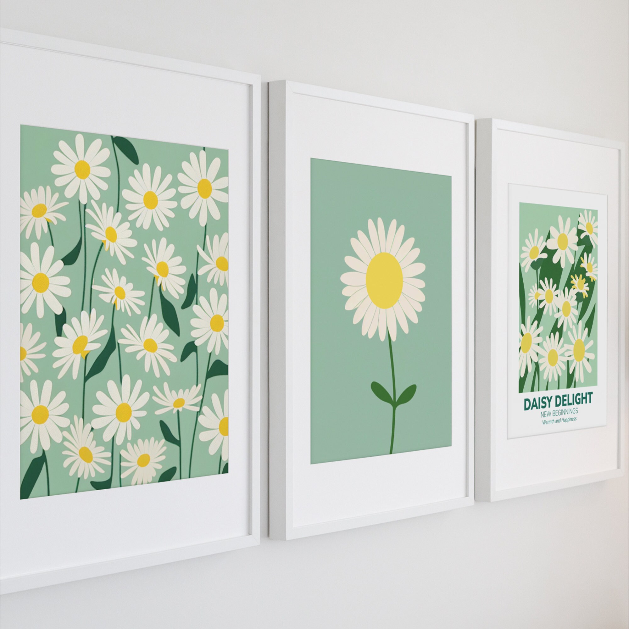 Daisy Wall Print Set of 3 Botanical Wall Art Flower Art - Etsy