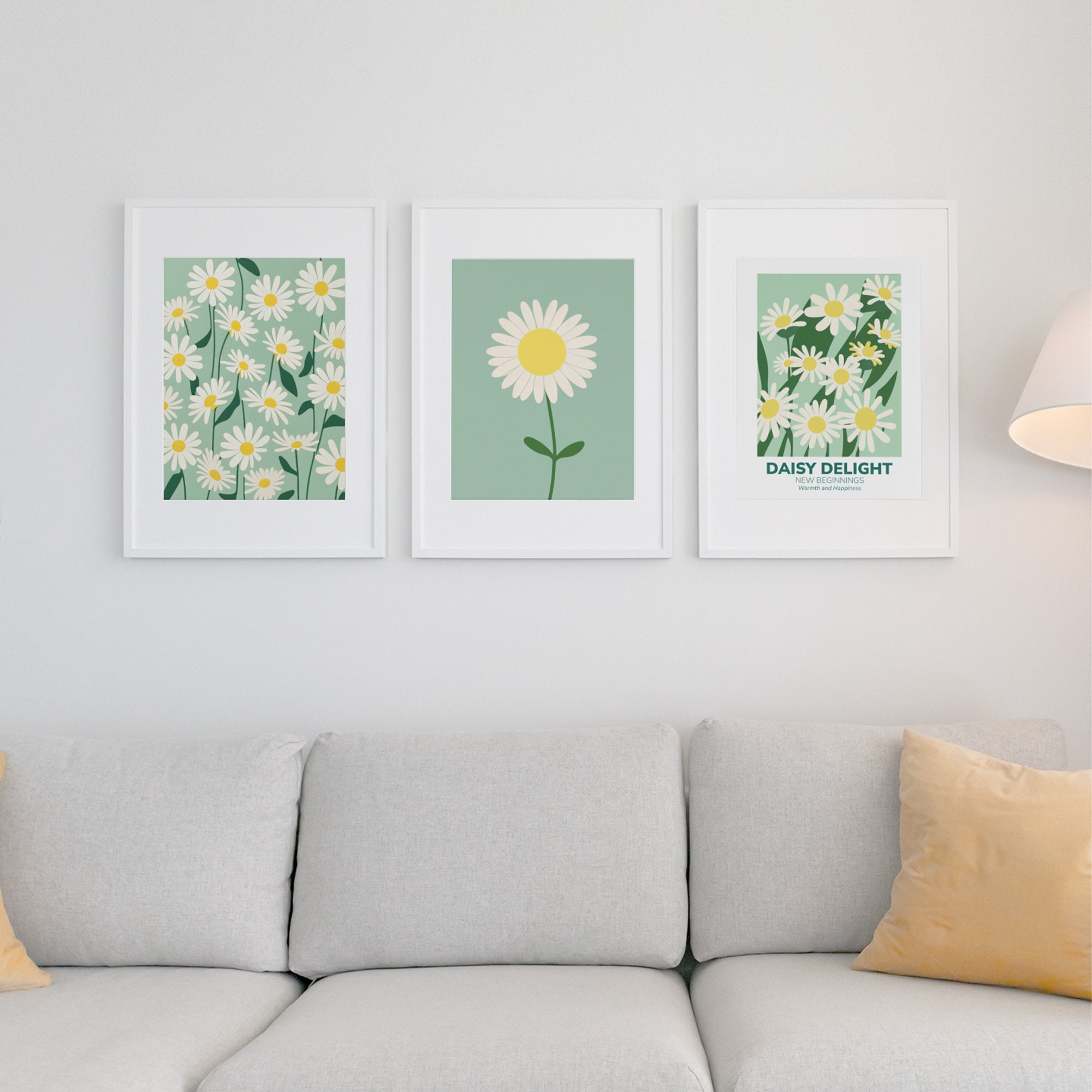 Daisy Wall Print Set of 3 Botanical Wall Art Flower Art - Etsy