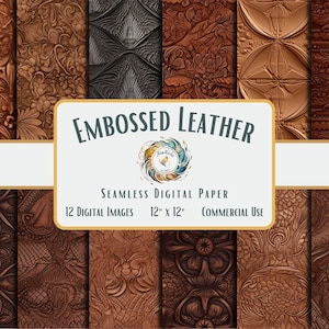 Embossed Leather Digital Paper | Seamless Design | Commercial Use ...