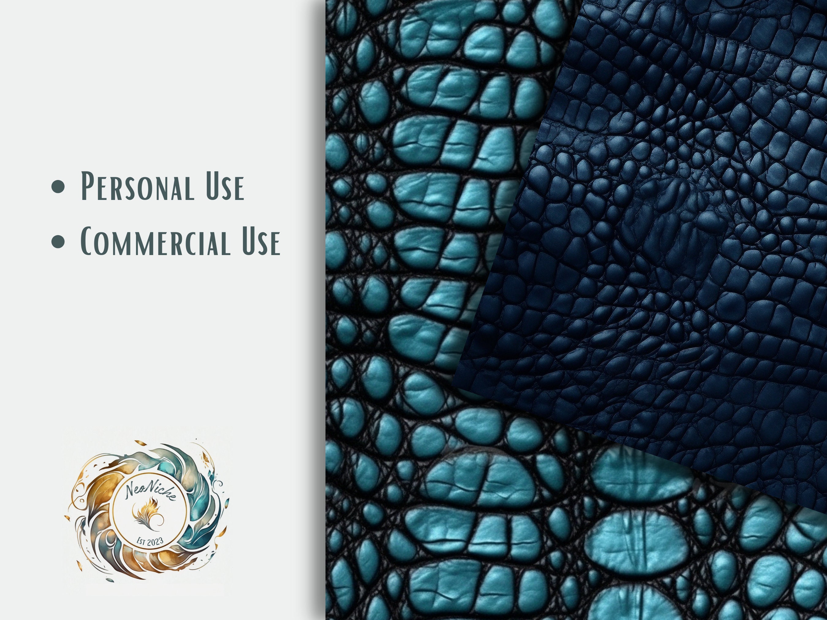 Blue Crocodile Leather Digital Paper Colored Exotic Animal Pattern ...