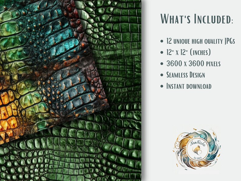 Crocodile Leather Digital Paper Exotic Animal Pattern, Alligator Skin ...