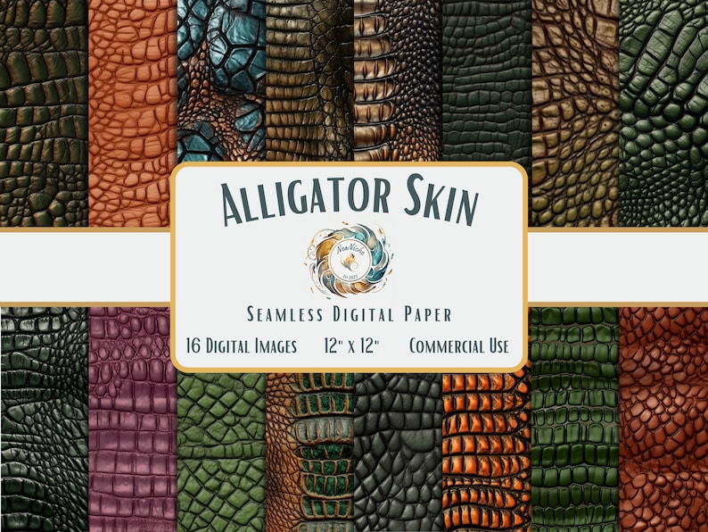 Alligator Skin Leather Digital Paper Exotic Animal Pattern, Reptile ...