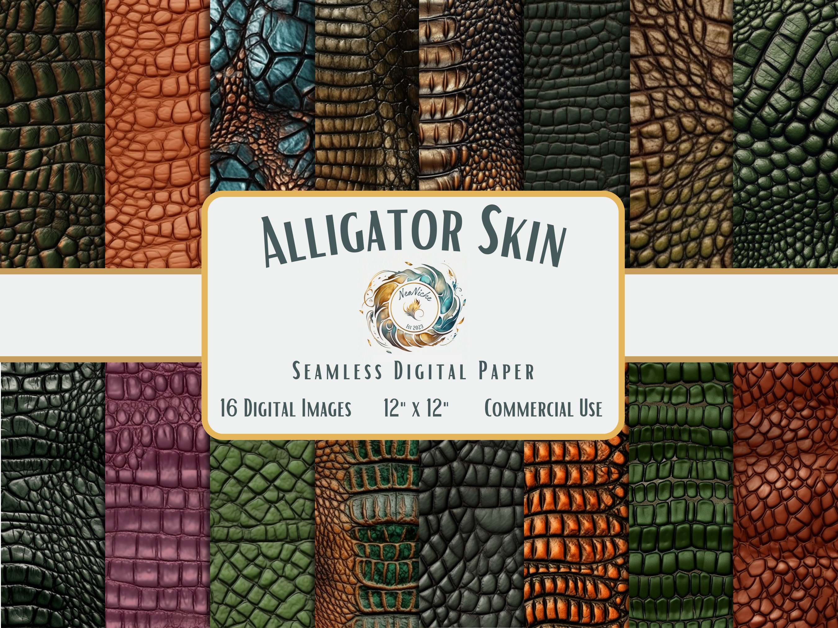 Alligator Skin Leather Digital Paper Exotic Animal Pattern, Reptile ...