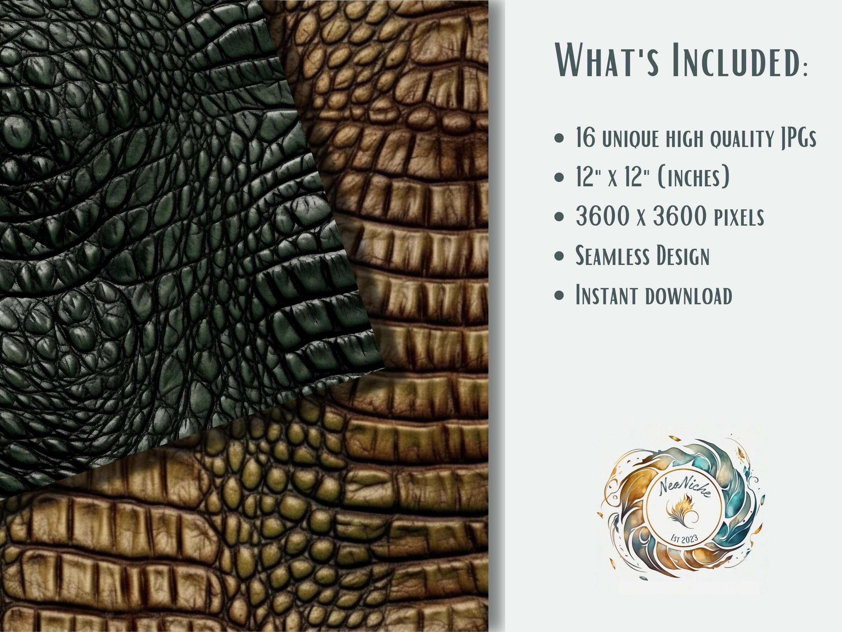 Alligator Skin Leather Digital Paper Exotic Animal Pattern, Reptile ...