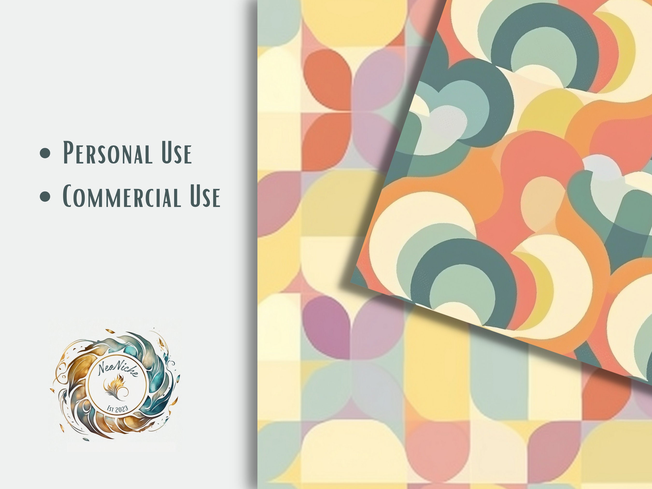 Boho Retro Digital Paper Groovy Hippie Pattern JPG Instant Download ...