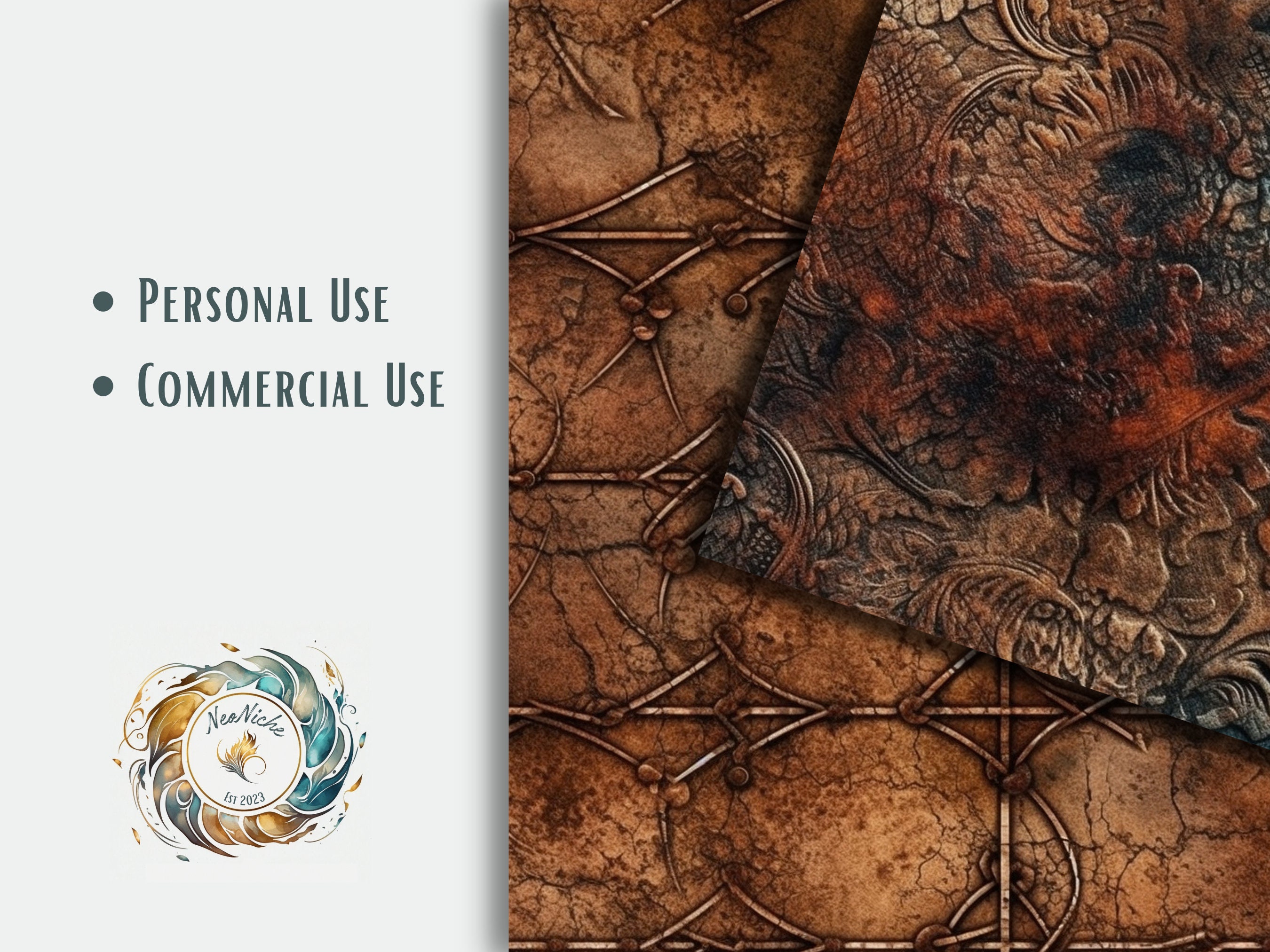Distressed Leather Digital Paper Tool Leather Seamless Design | Emboss ...