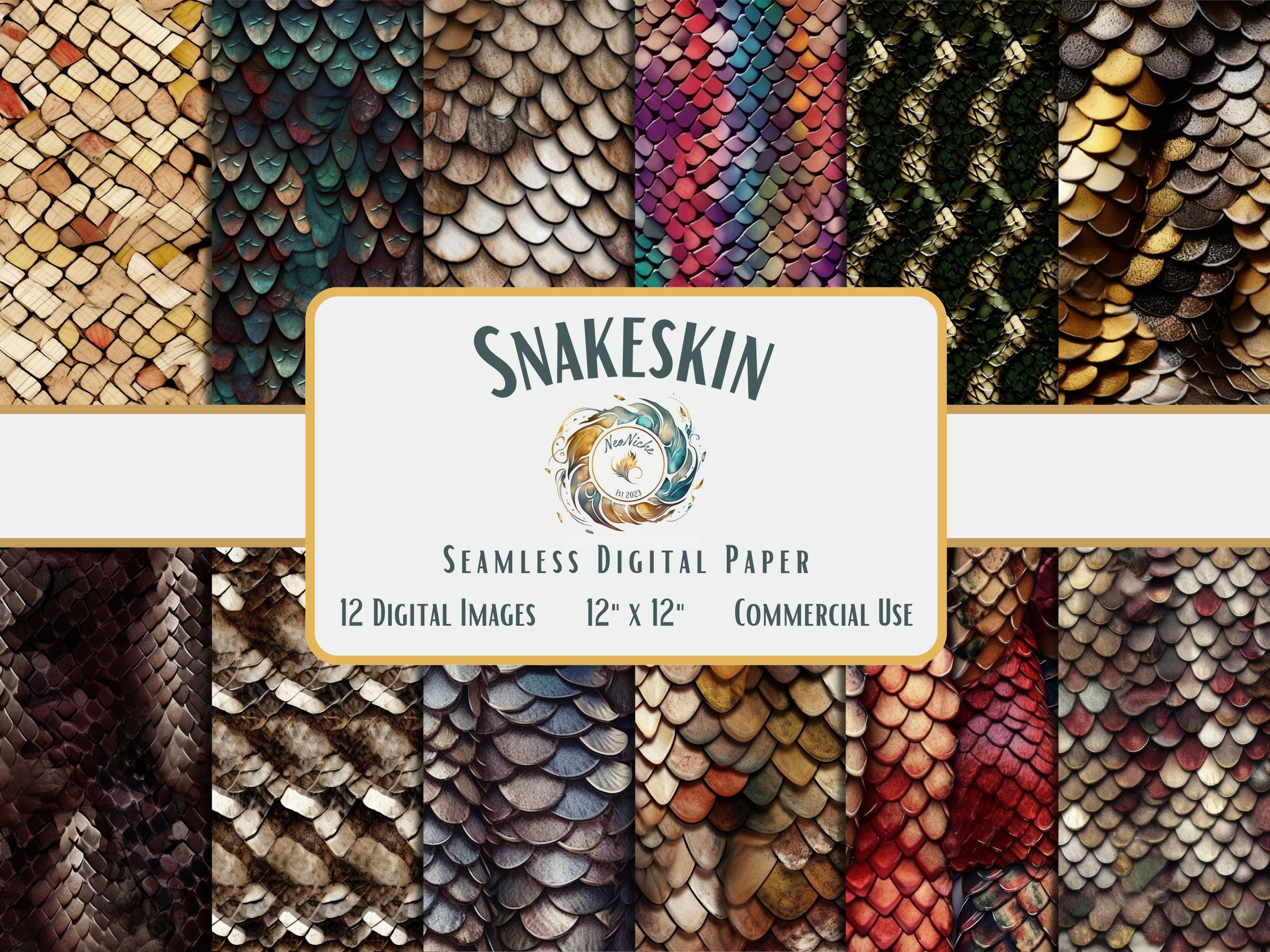 Snakeskin Digital Paper Reptile Pattern Exotic Animal Scaled Texture ...