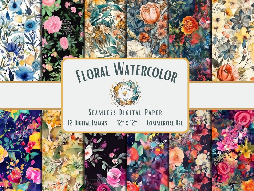 Floral Watercolor Digital Paper | Spring Flowers Background, Floral ...