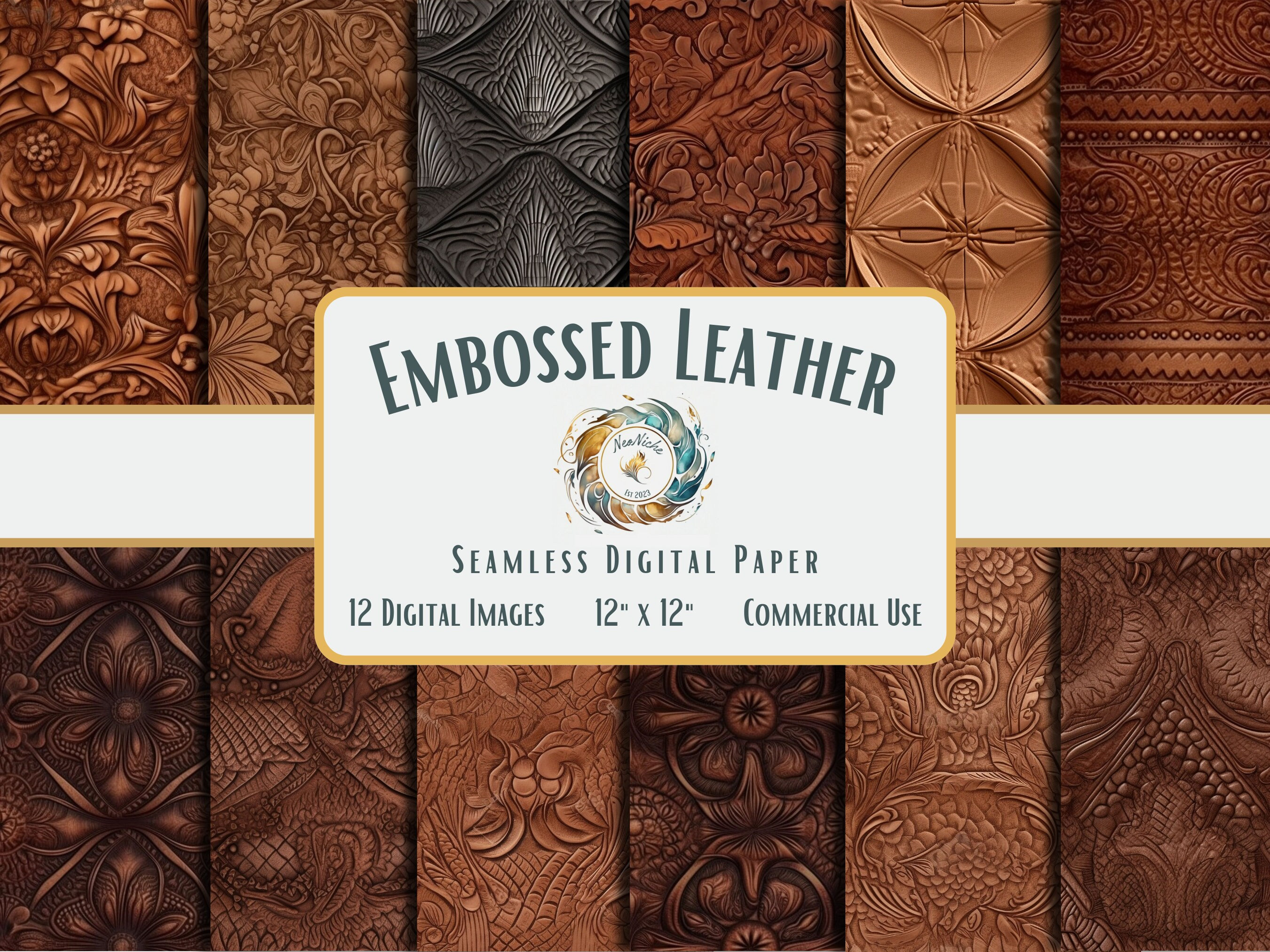 Embossed Leather Digital Paper | Seamless Design | Commercial Use ...