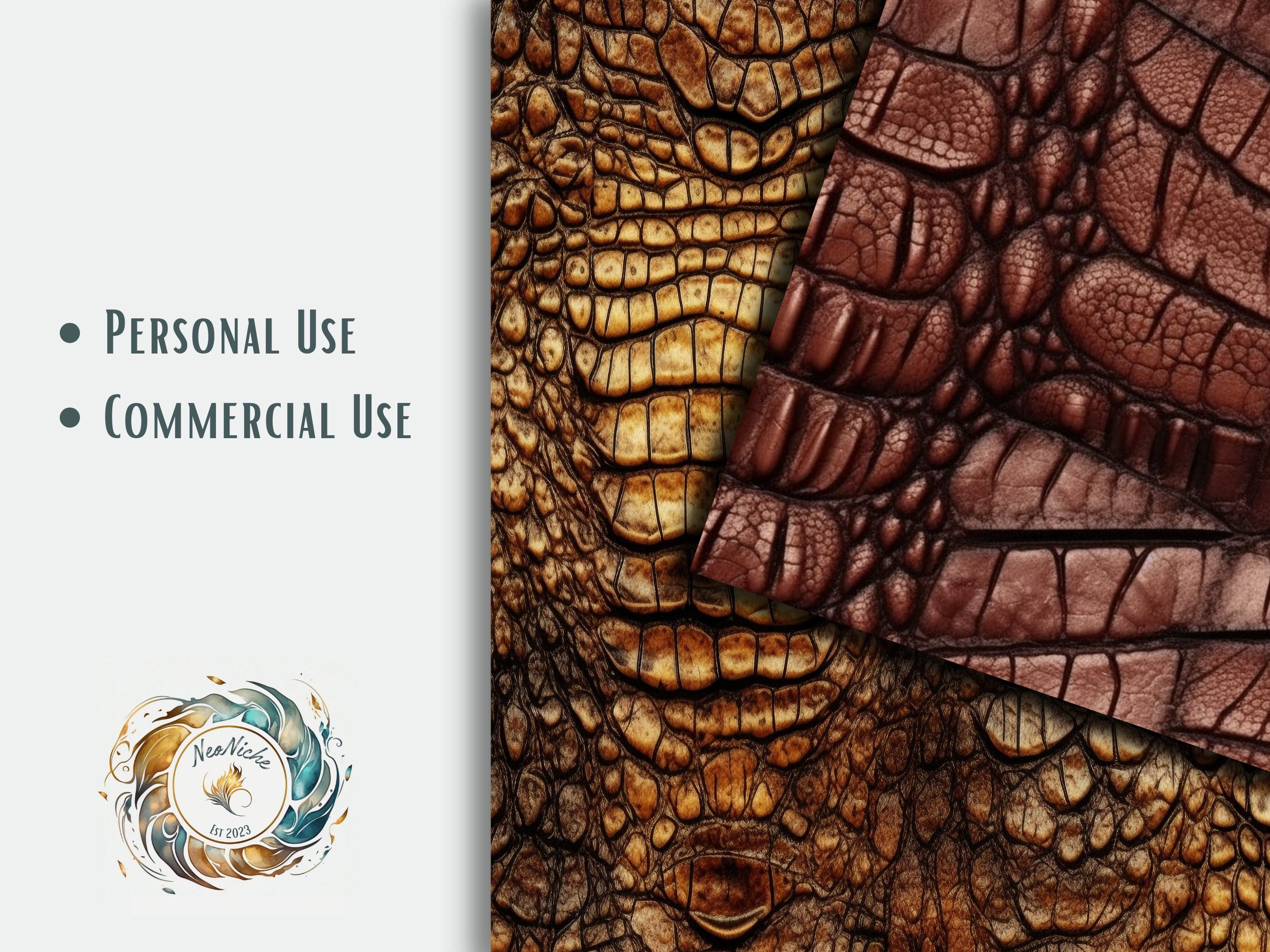 Crocodile Leather Digital Paper Exotic Animal Pattern, Alligator Skin ...