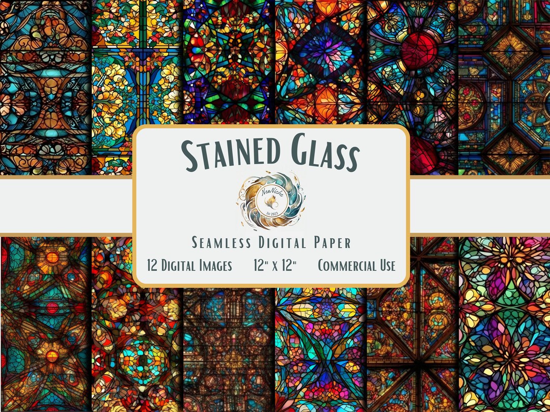 Stained Glass Digital Paper | Colorful Texture, Beautiful Designs ...