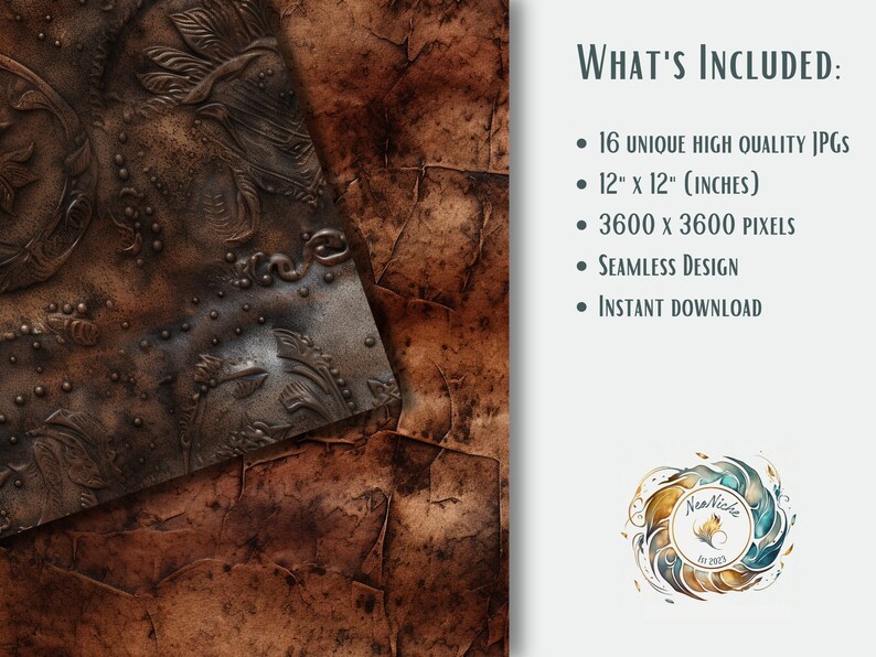 Distressed Leather Digital Paper Tool Leather Seamless Design | Emboss ...