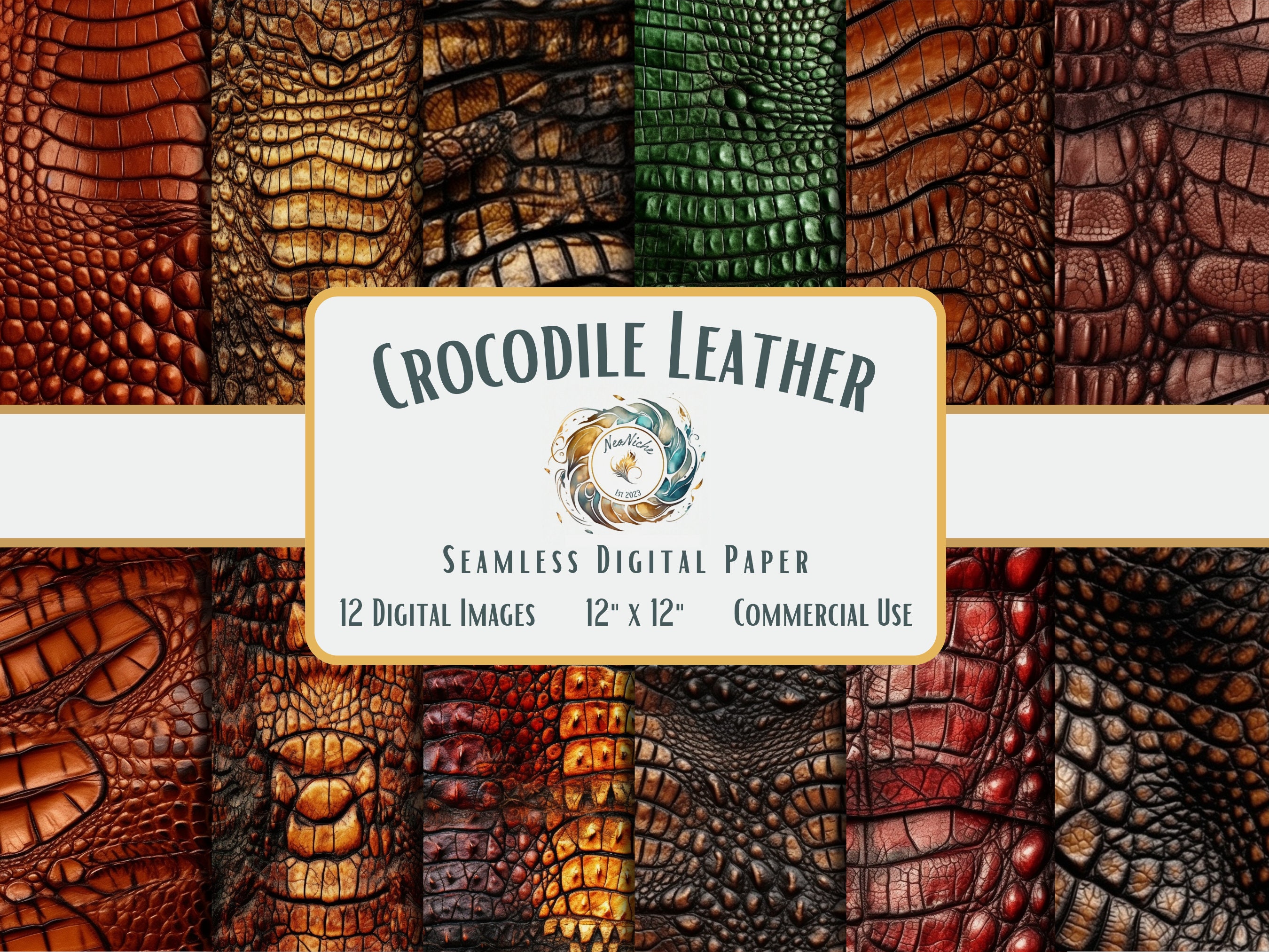 Crocodile Leather Digital Paper Exotic Animal Pattern, Alligator Skin ...
