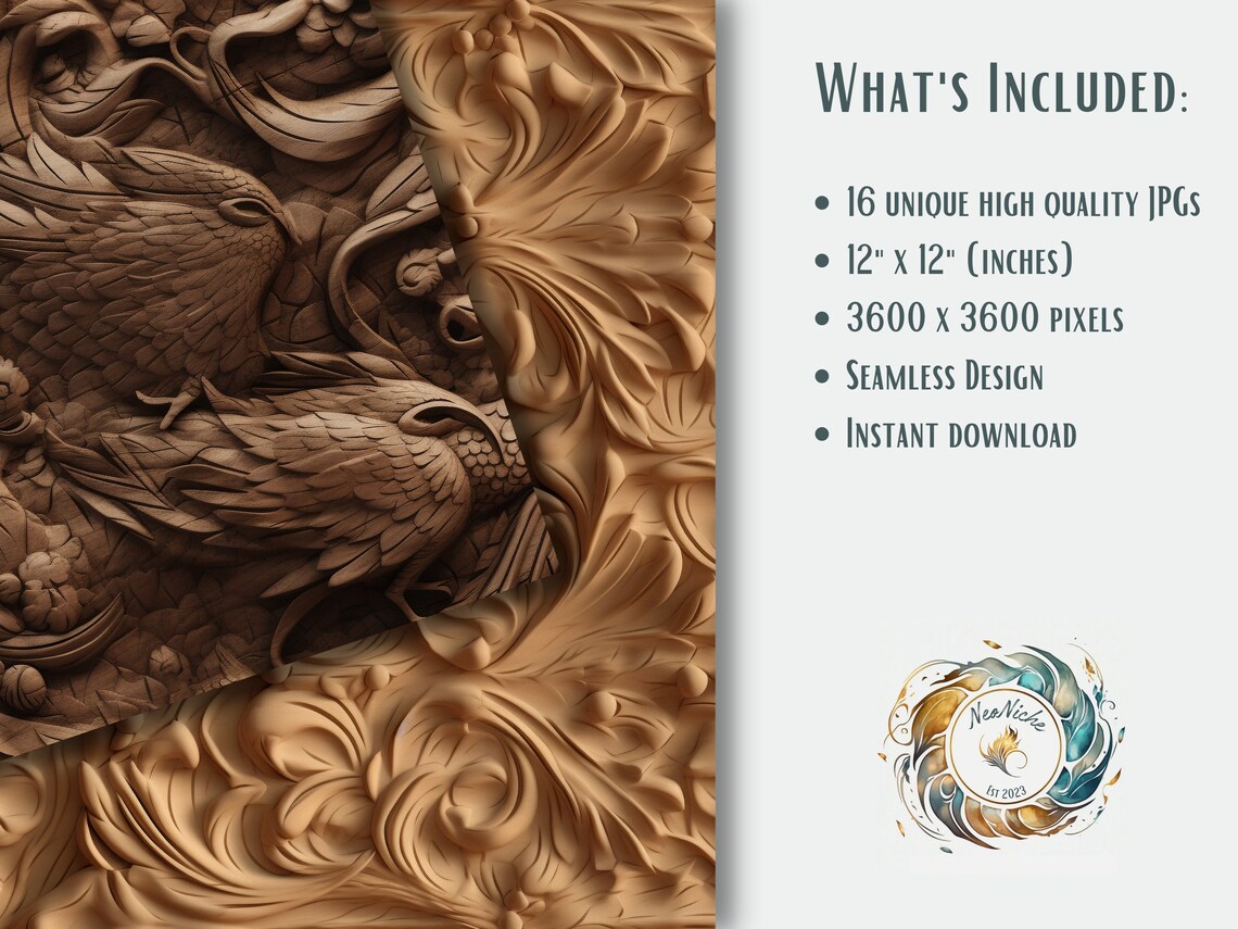 Wood Carving Digital Paper Floral Patterns Carved Wood Texture ...