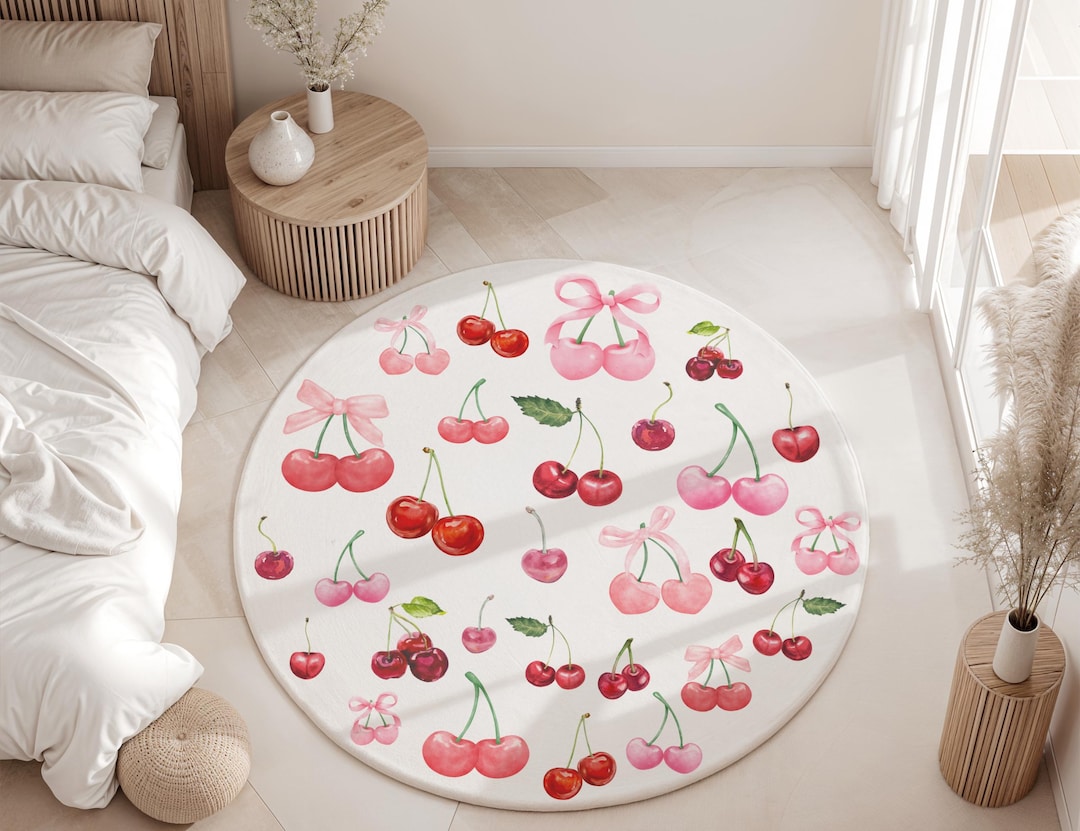 Cherry Rug Dorm Room Decor Cherries Rug Pink Cherry Dorm Room Rugs With ...