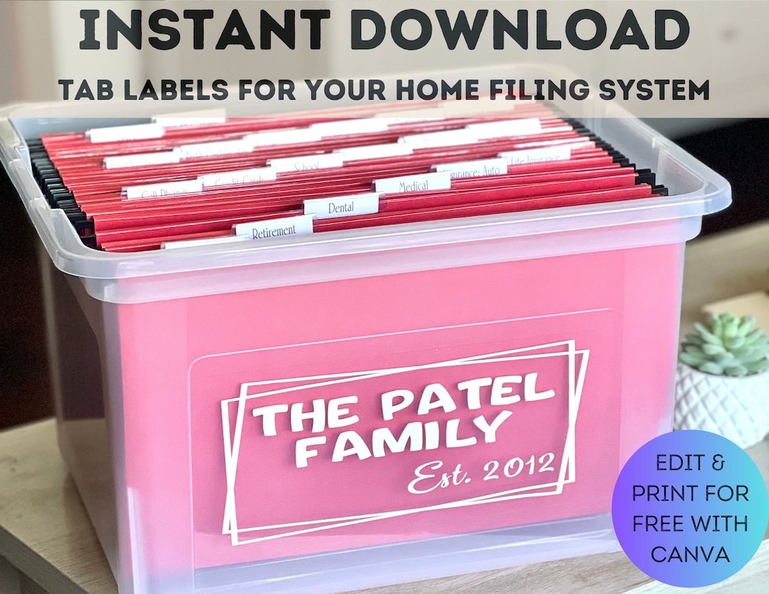 DIY Home Documents Kit Printable File Tab Home File Editable Label Home ...