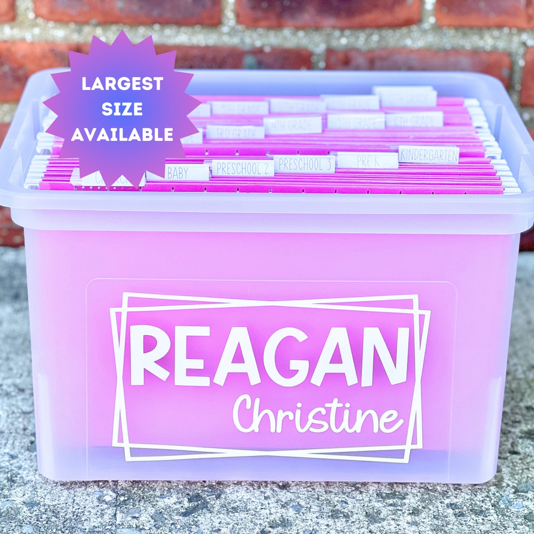 Fully Assembled Kid File Box Children Milestone Tote Baby Memory Box ...