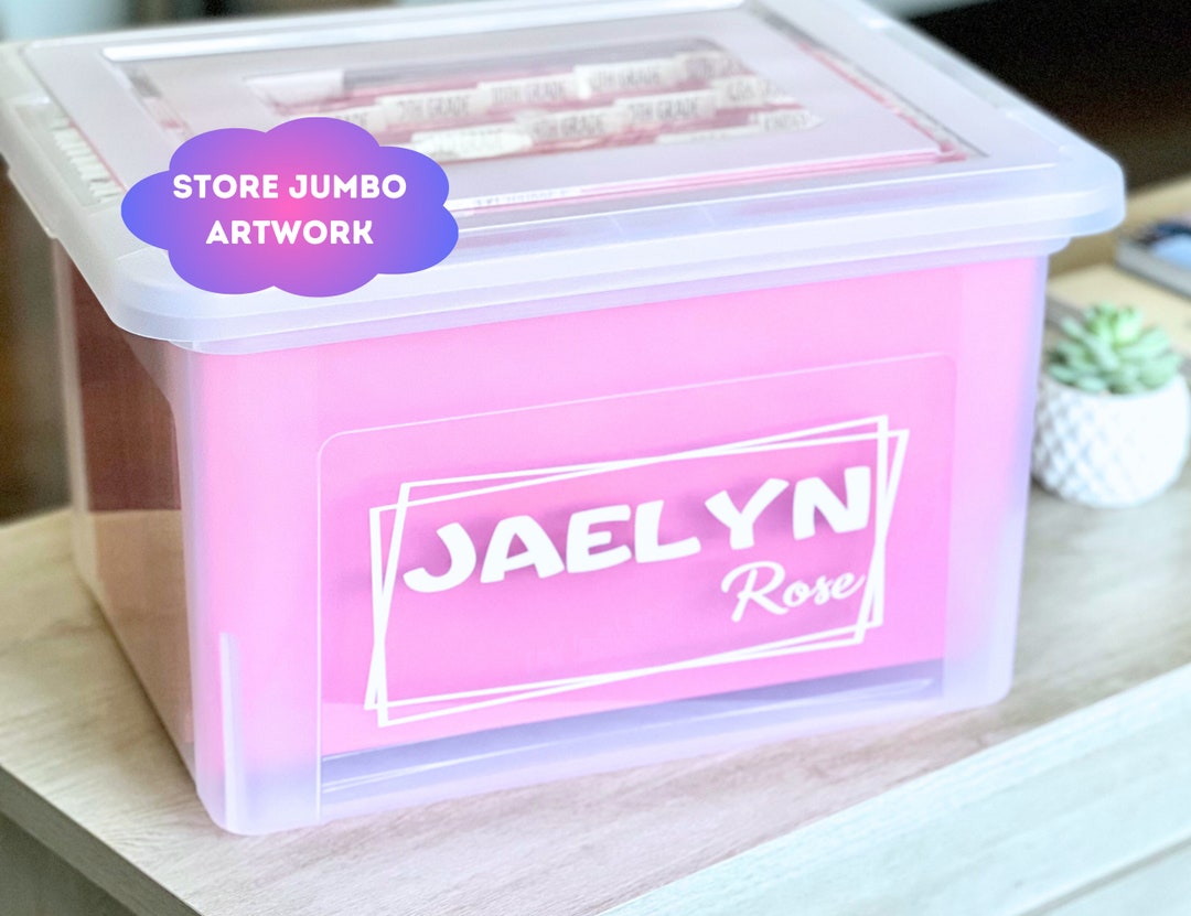 Children Milestone Box Kid Schoolwork Tote Boy Memory Box Girl Organization Keepsake School Bin ...