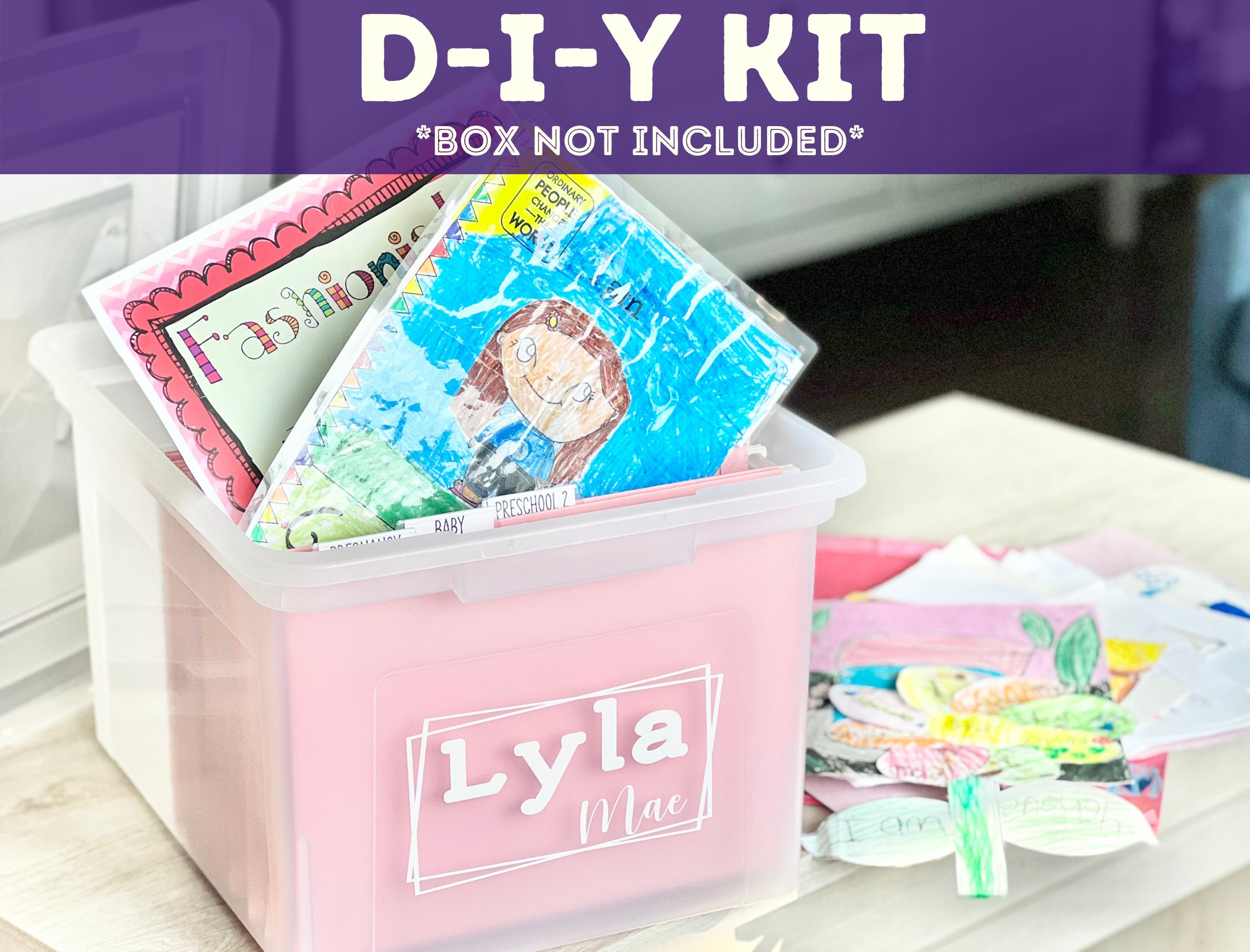 DIY Kit Kids File Box Milestone Tote Memory Box Schoolwork - Etsy