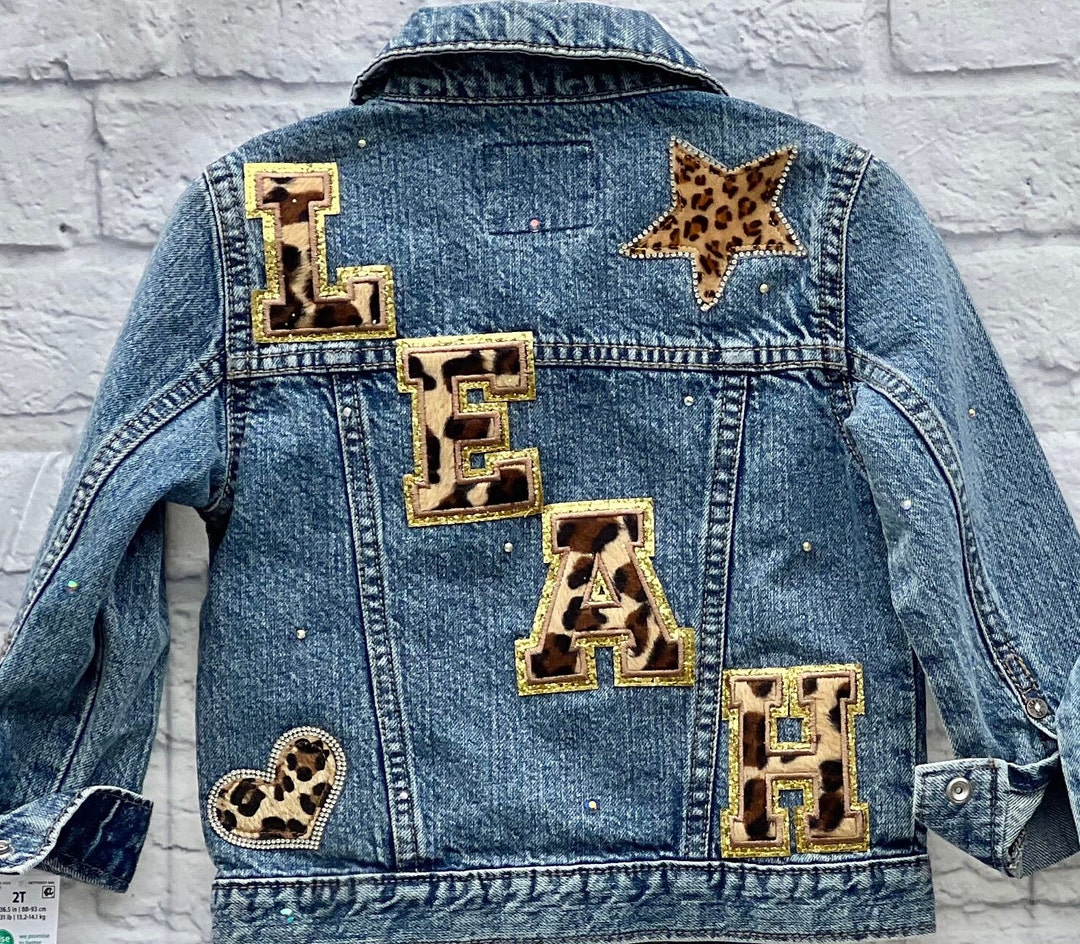 Personalized Denim Jacket Toddler Gift Preppy Cheetah Print Jean Jacket ...