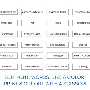 DIY Home Documents Kit Printable File Tab Home File Editable Label Home ...
