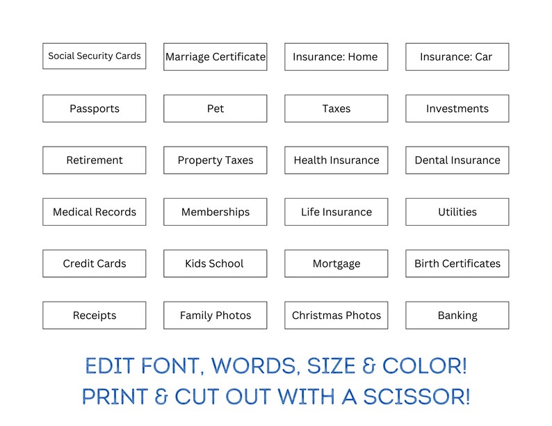DIY Home Documents Kit Printable File Tab Home File Editable - Etsy