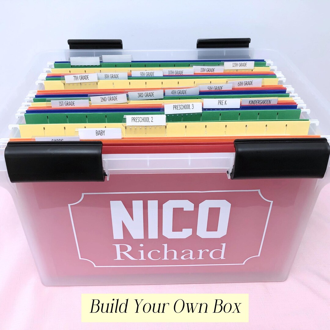 DIY Kids Milestone Memory Box Kit: Personalized File Box Decal - Etsy