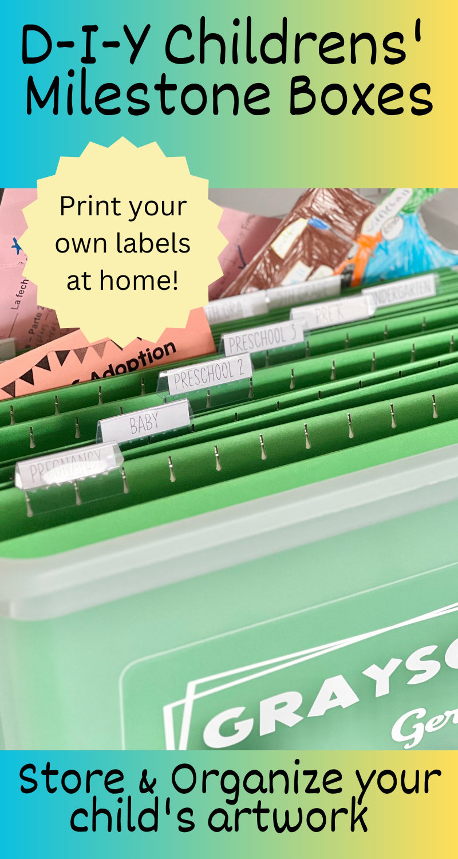 Printable Labels Kids Milestone Box Labels Kids File Box - Etsy