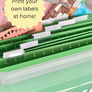Printable Labels Kids Milestone Box Labels Kids File Box Editable ...