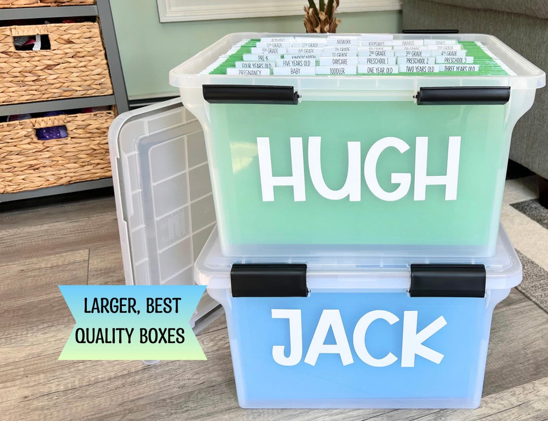 Fully Assembled Kids File Box Milestone Tote Memory Box Keepsake Boxes ...