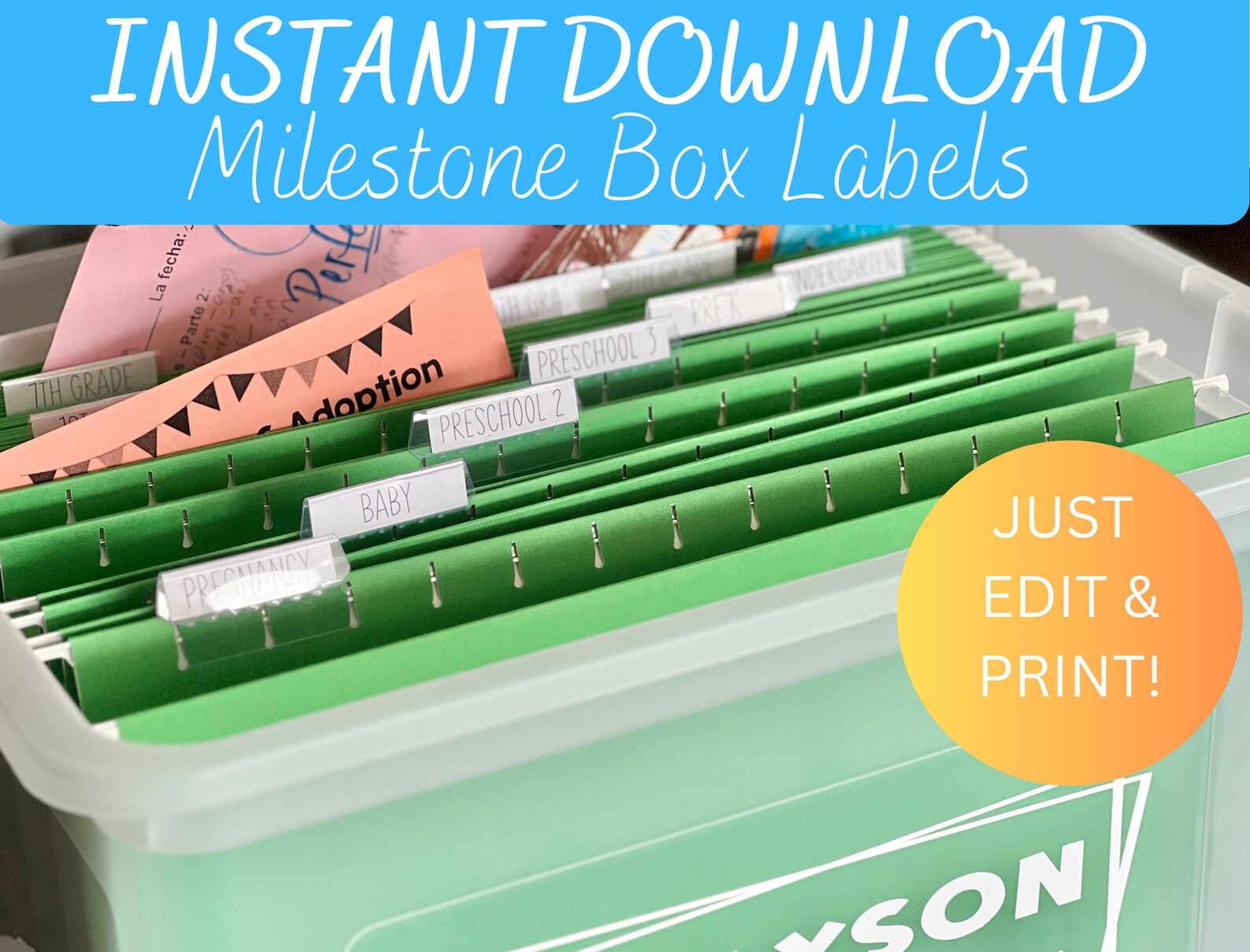 Printable Labels Kids Milestone Box Labels Kids File Box - Etsy