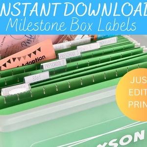 Printable Labels Kids Milestone Box Labels Kids File Box - Etsy