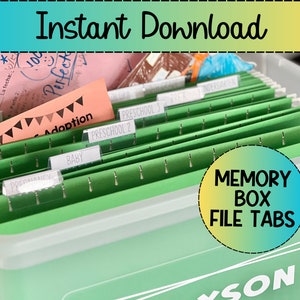 Kids Memory Box Labels Download Kids File Box Printable Labels Editable ...