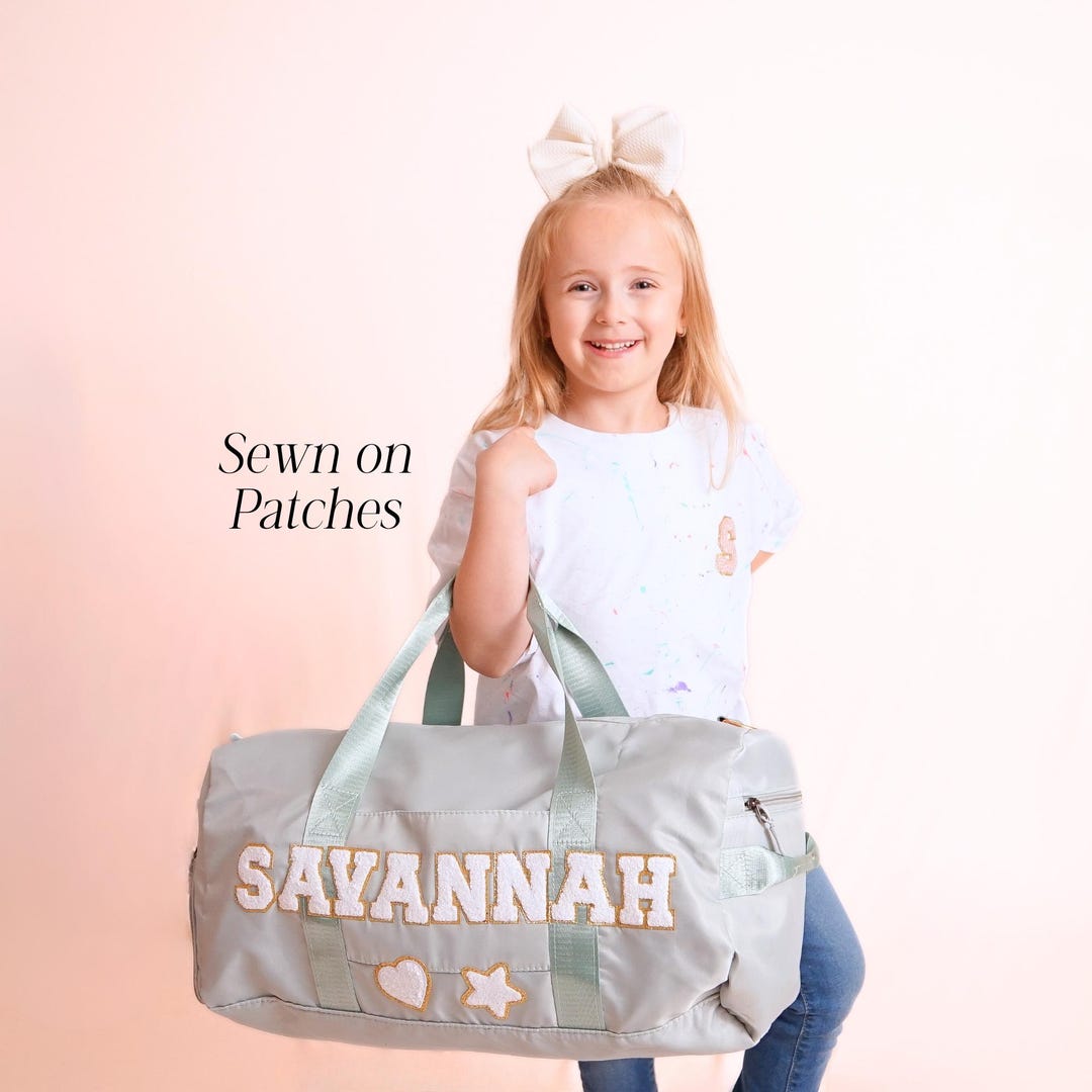 Personalized Kids Duffle Bag Nylon Patch Tote Girls Weekender Bag for ...